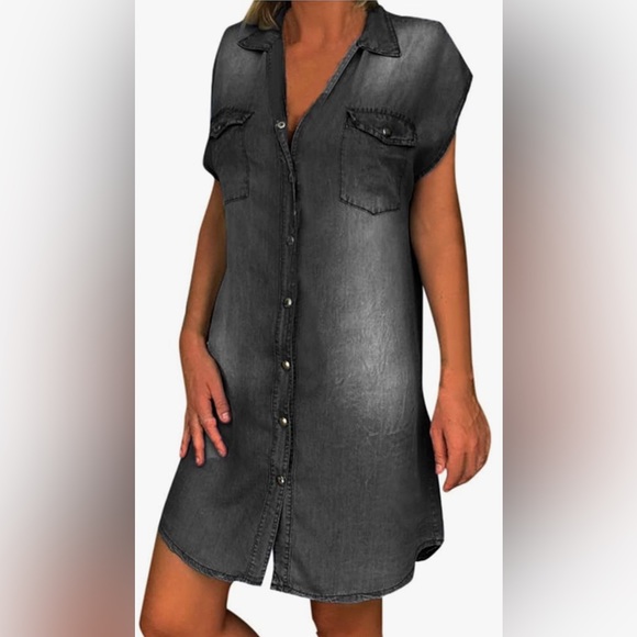 Dresses | Denim Short Sleeve Snap Front Dress | Poshmark